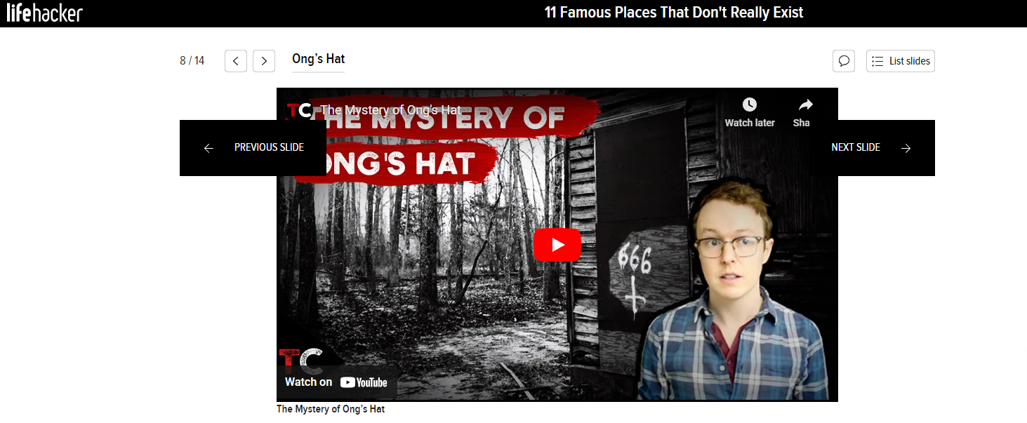 Lifehacker-11 Famous Places That Don’t Really Exist: Ong’s Hat – Joseph Matheny